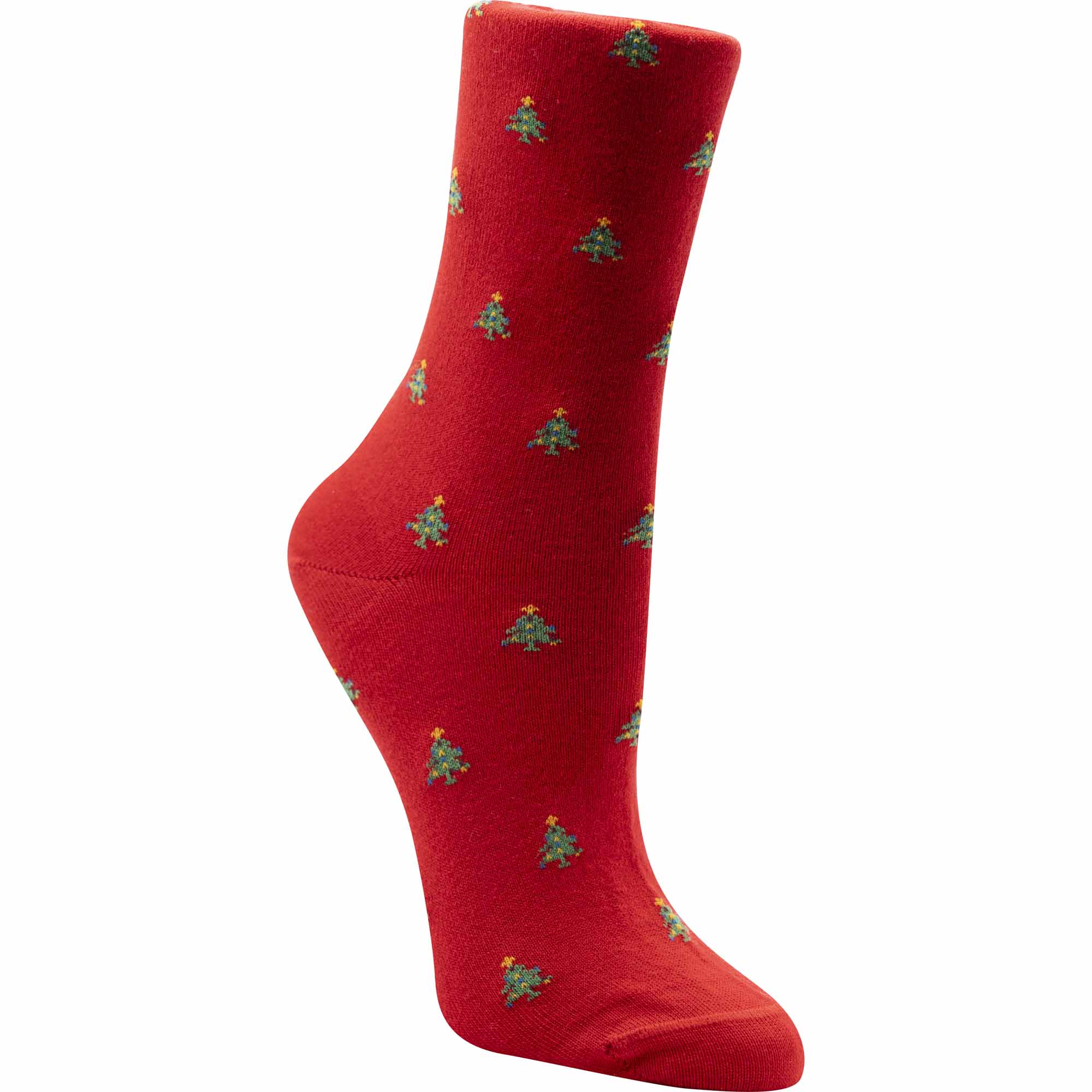 Women's Red Christmas Tree Sock | Festive Holiday Design | Premium ...